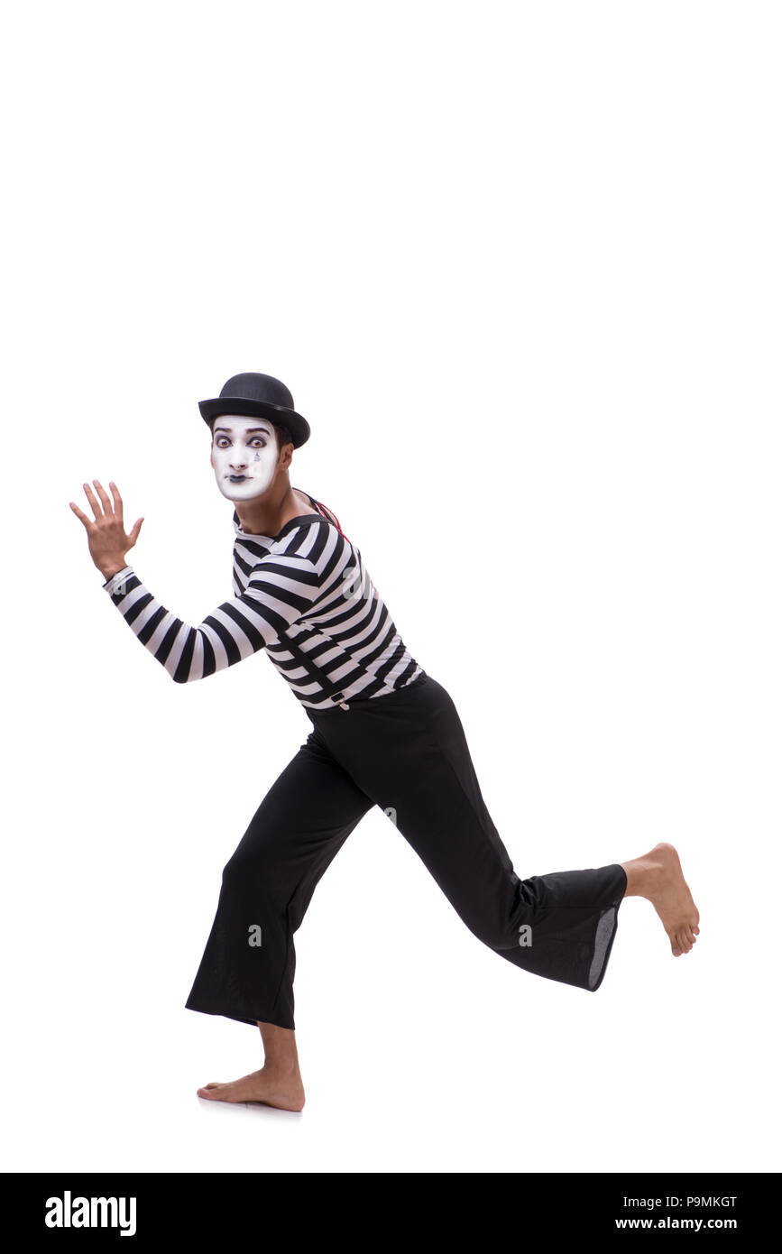 Young mime isolated on white background Stock Photo - Alamy