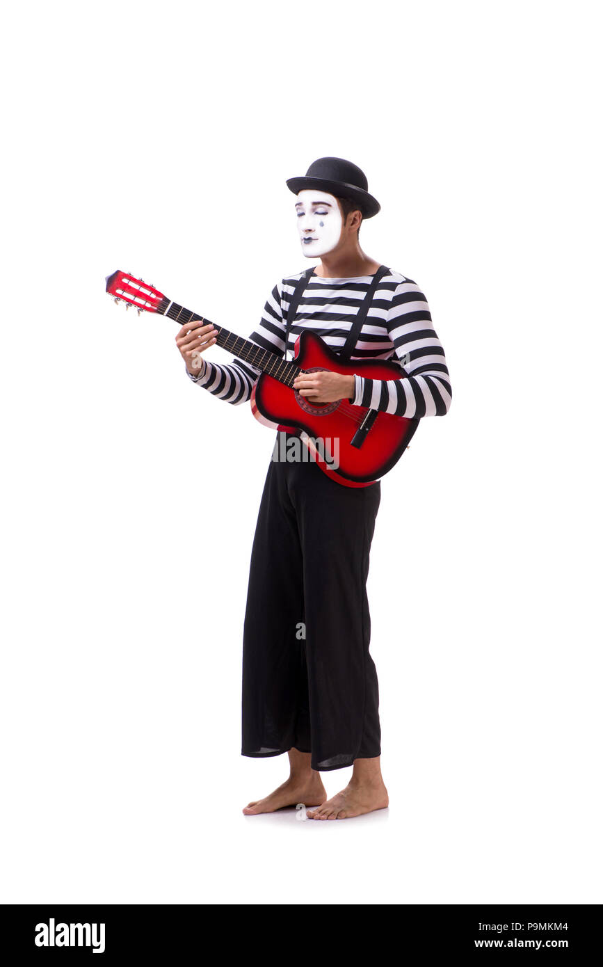 Mime playing guitar isolated on white Stock Photo - Alamy