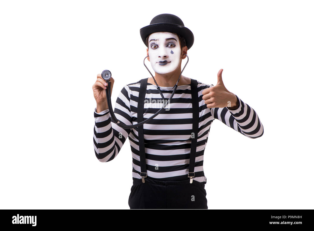 Mime with stethoscope isolated on white background Stock Photo - Alamy