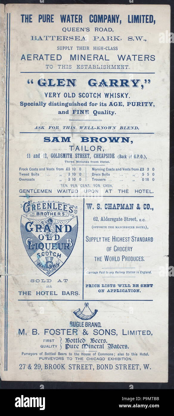 368 DAILY MENU (held by) THE MANCHESTER HOTEL (at) "LONDON, ENGLAND ...
