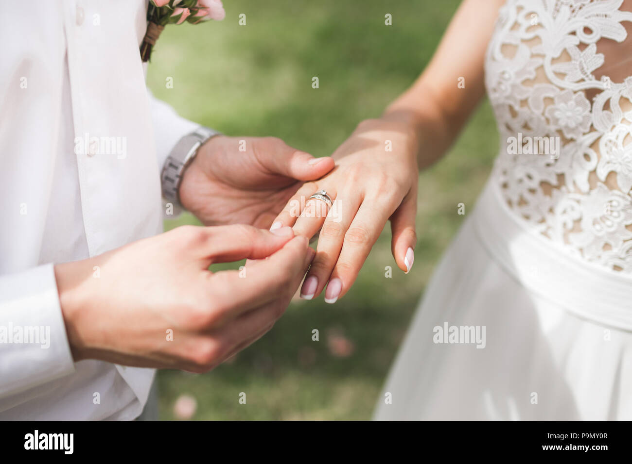 Woman Wearing Silver Ring High Resolution Stock Photography and Images ...