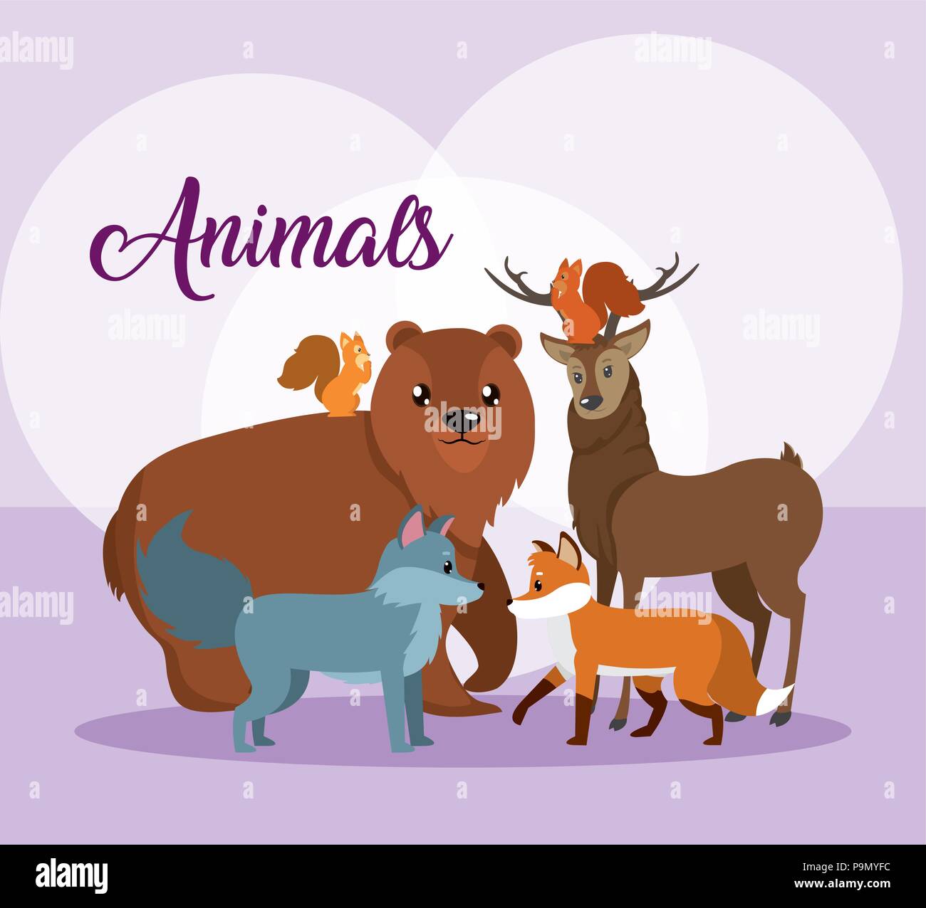 Cute animals card cartoon Stock Vector Image & Art - Alamy
