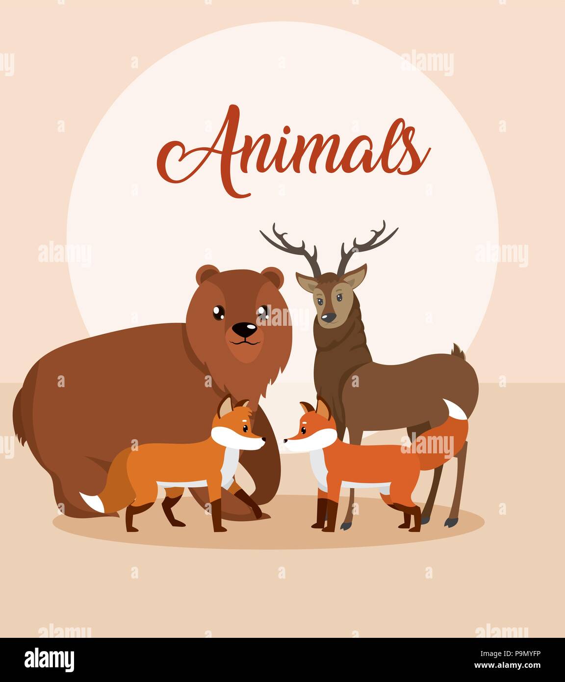 Cute animals card cartoon Stock Vector Image & Art - Alamy