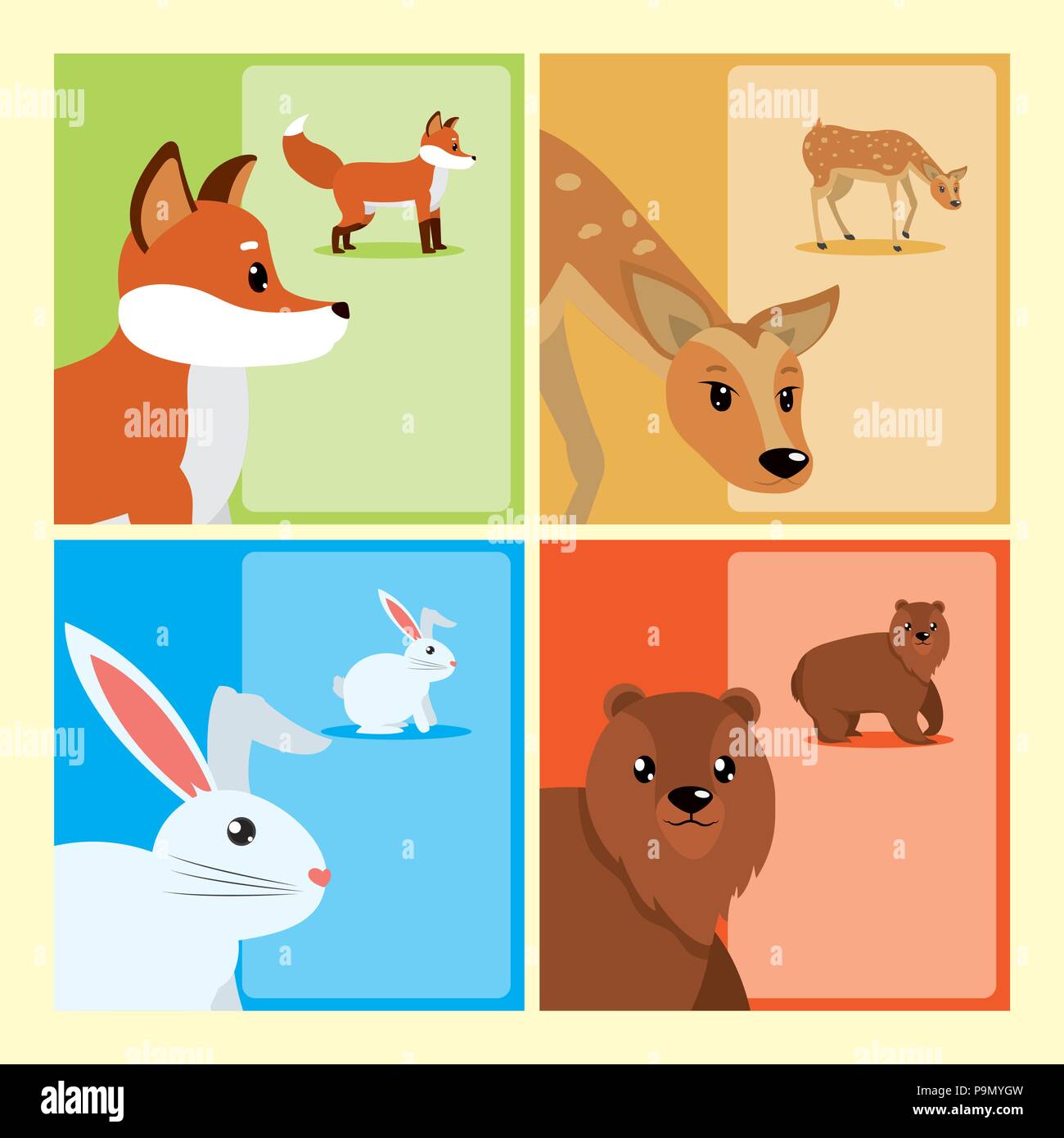 Cute animals cards Stock Vector Image & Art - Alamy