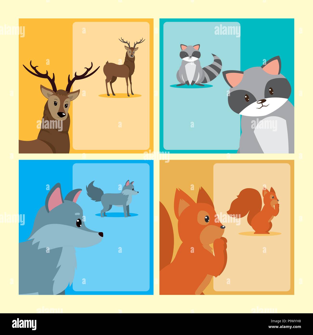 Cute animals cards Stock Vector Image & Art - Alamy