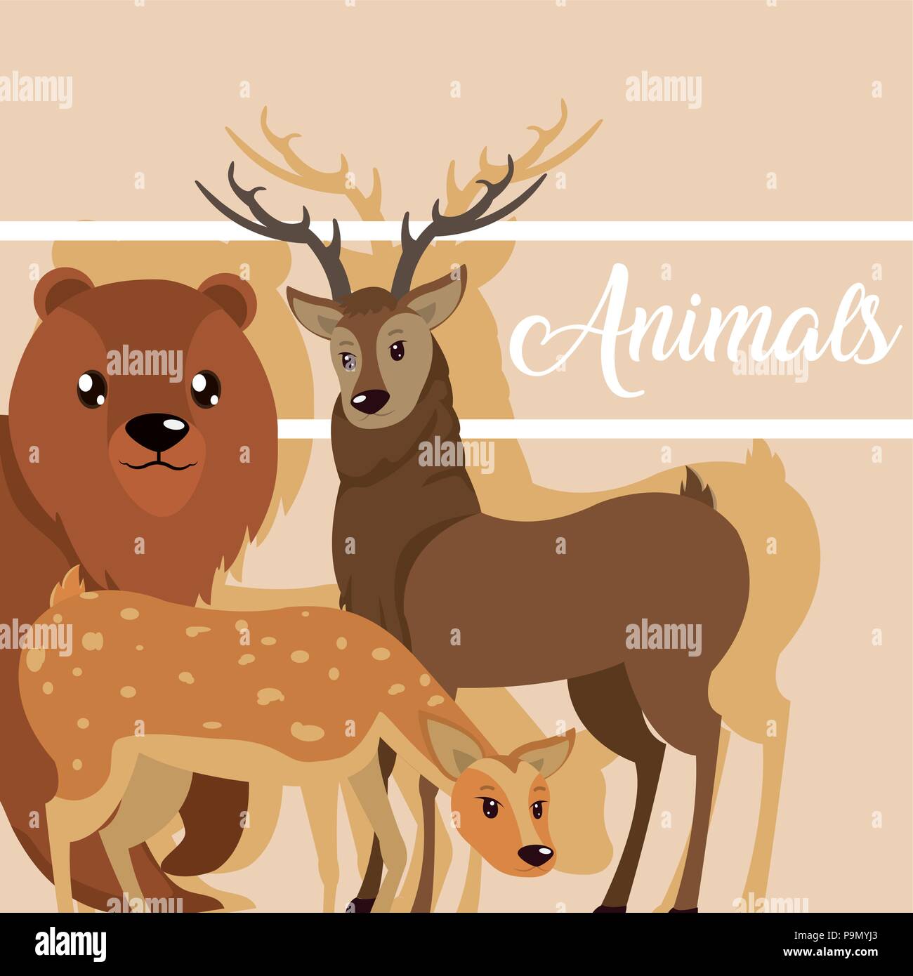 Cute animals card cartoon Stock Vector Image & Art - Alamy