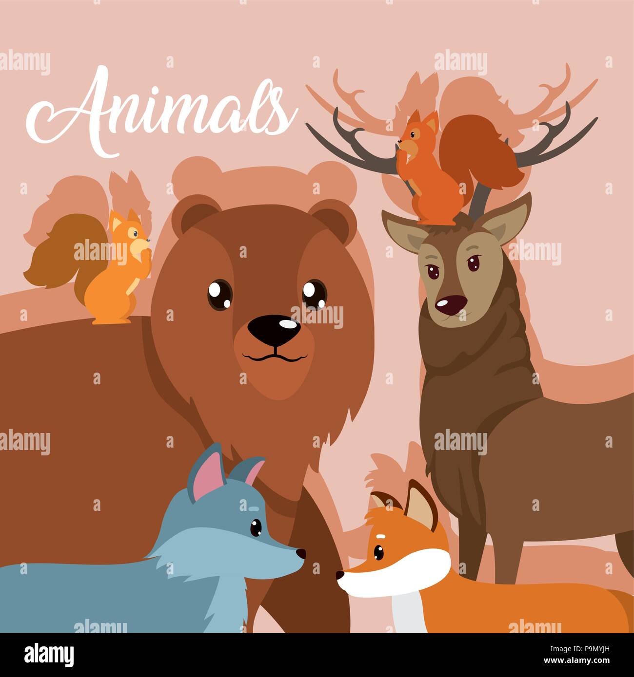 Cute animals card cartoon Stock Vector Image & Art - Alamy