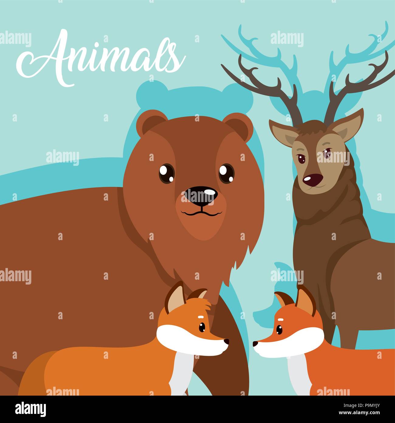 Cute animals card cartoon Stock Vector Image & Art - Alamy