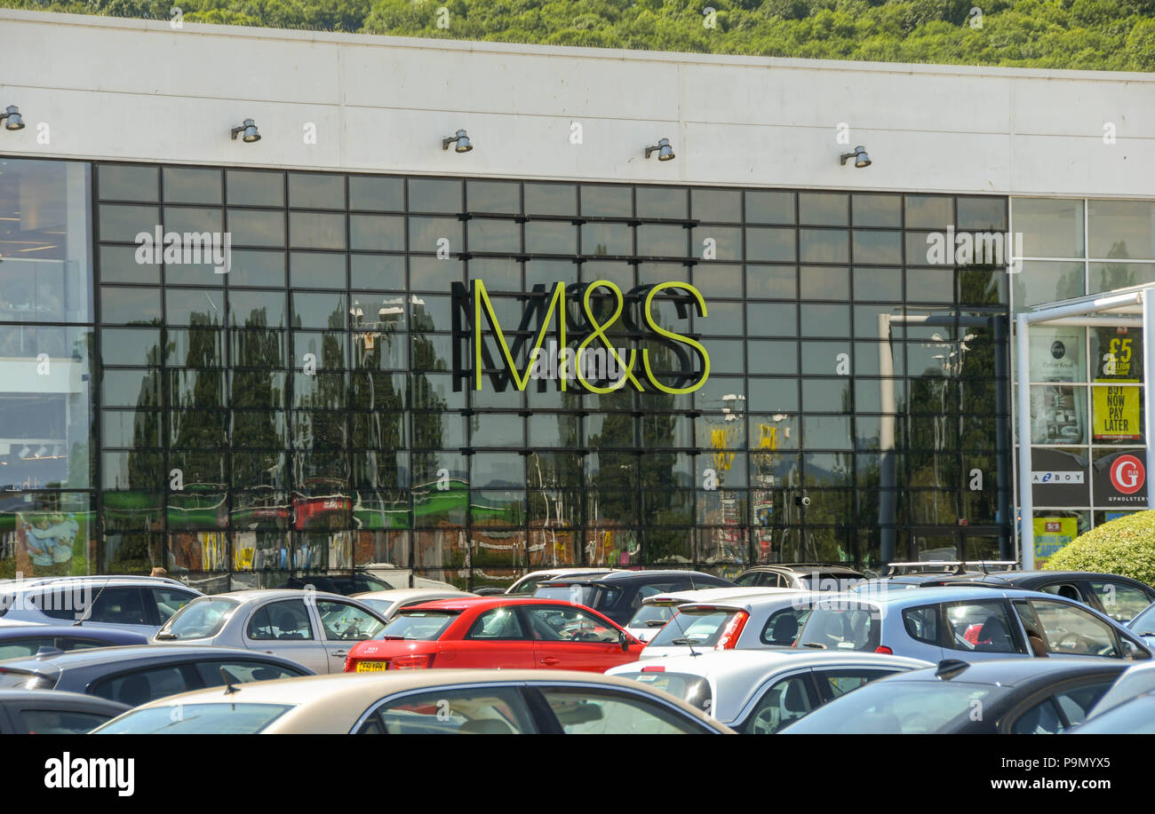 Large sign on the outside of the branch of Marks and Spencer on the ...