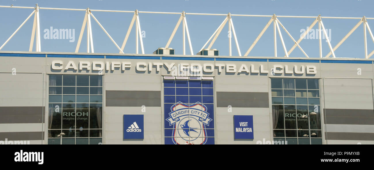 Exterior of the Cardiff City Football Club stadium. The club was ...