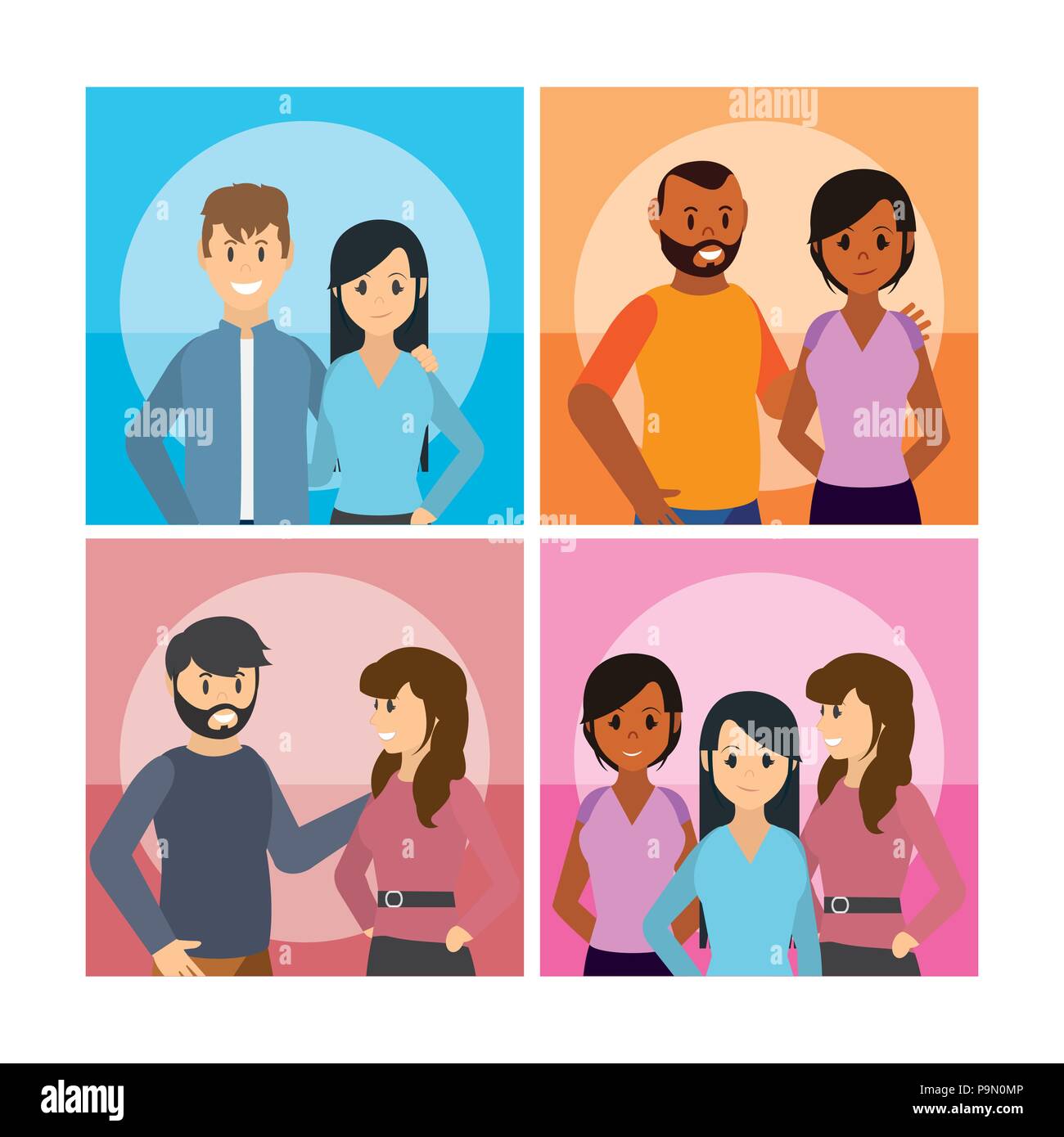 Set of young couple cartoons Stock Vector Image & Art - Alamy