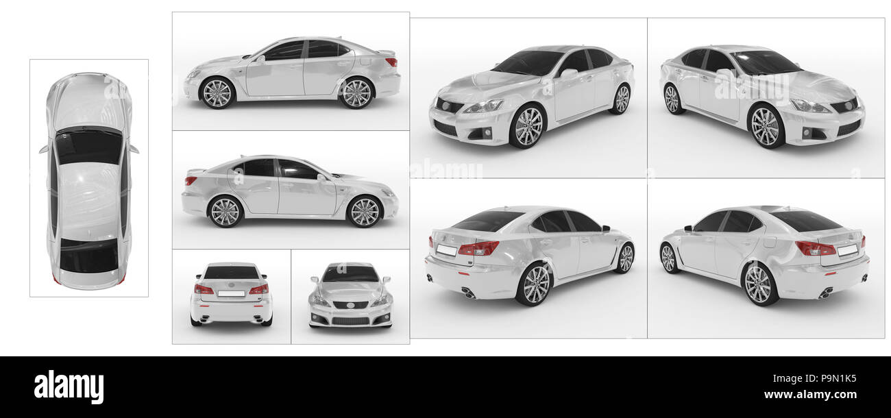 car isolated on white - white paint, tinted glass - collection of all ...