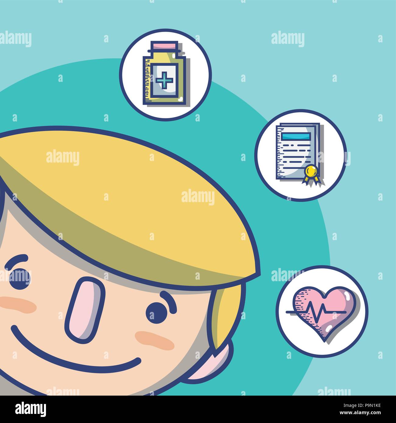 Medical heartbeat cute cartoon Stock Vector Images - Alamy