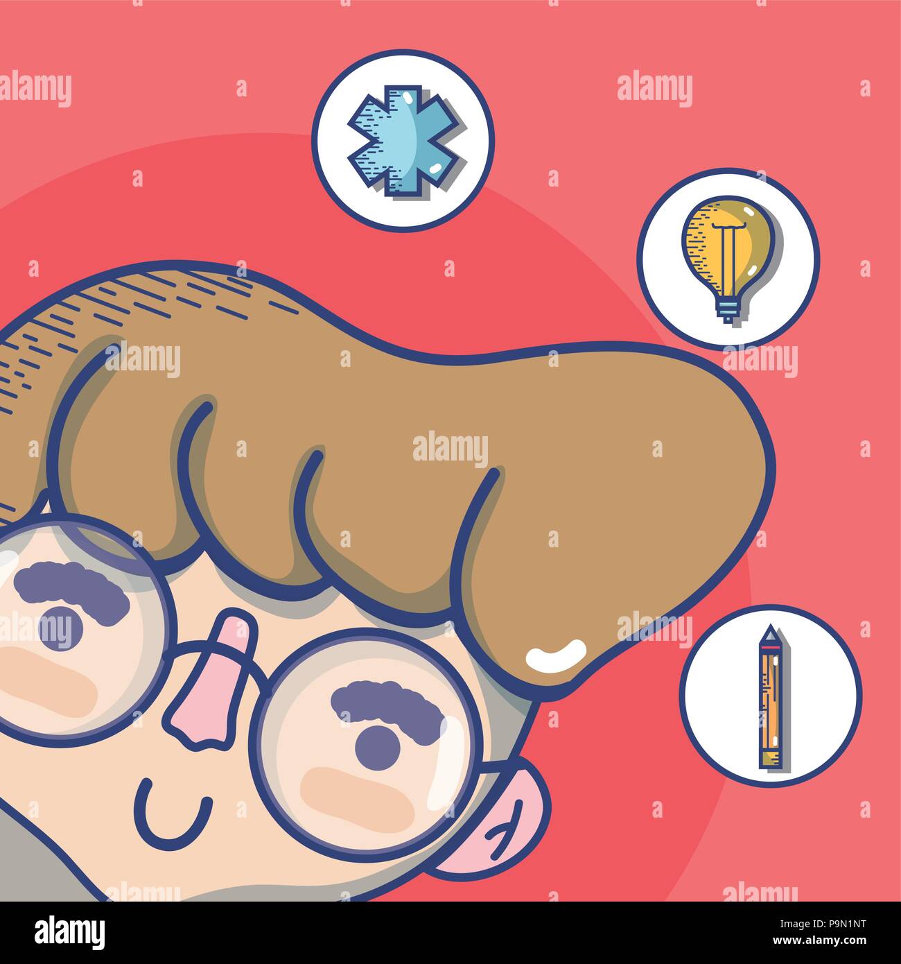 Young man with medical symbols Stock Vector Image & Art - Alamy