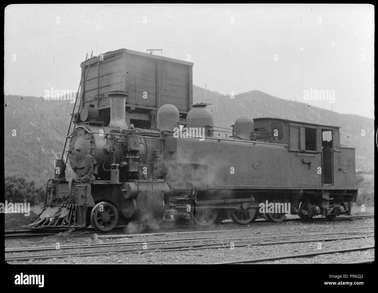 Steam locomotive water tower Black and White Stock Photos & Images - Alamy