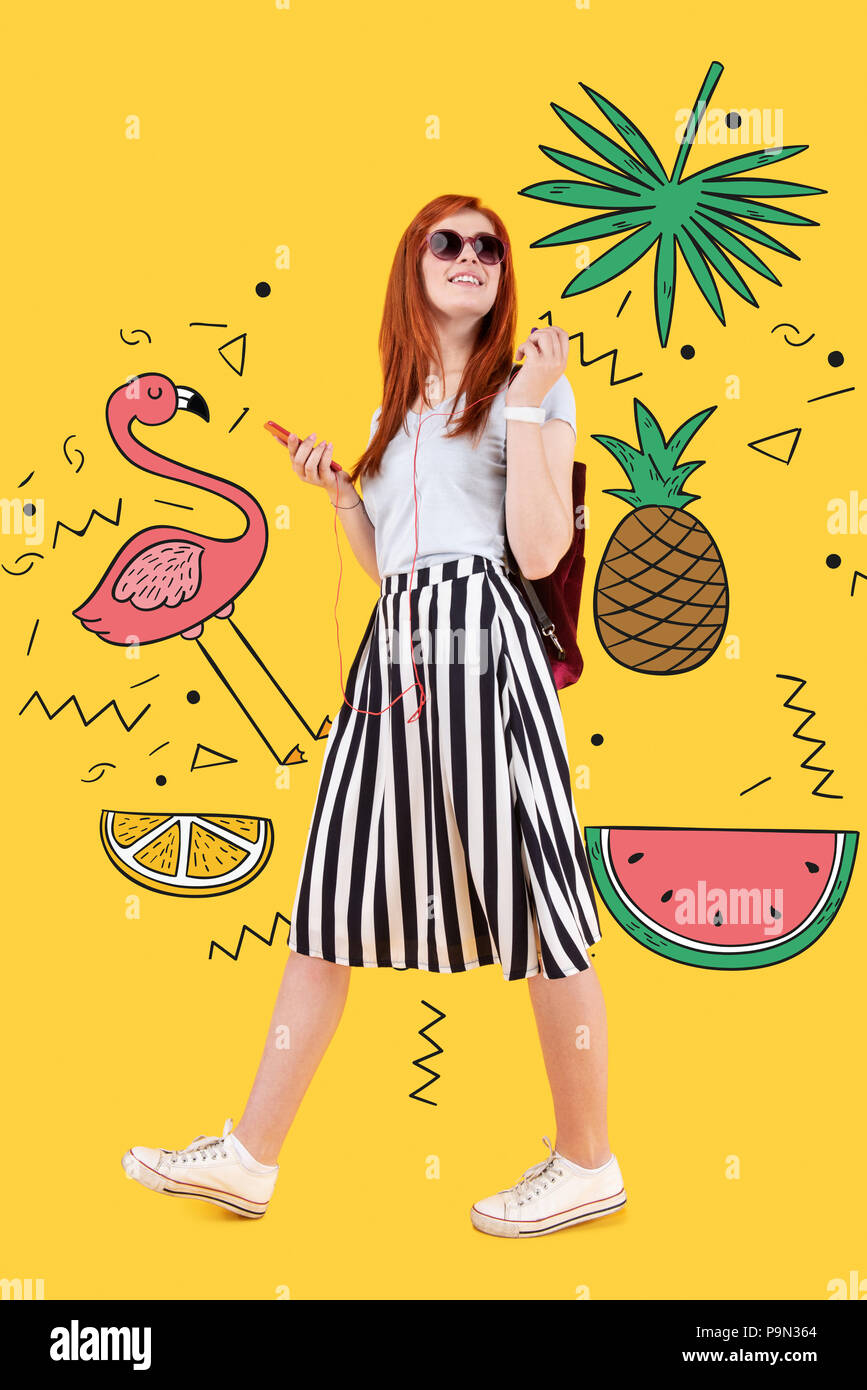 Happy student smiling and enjoying summer holidays Stock Photo - Alamy