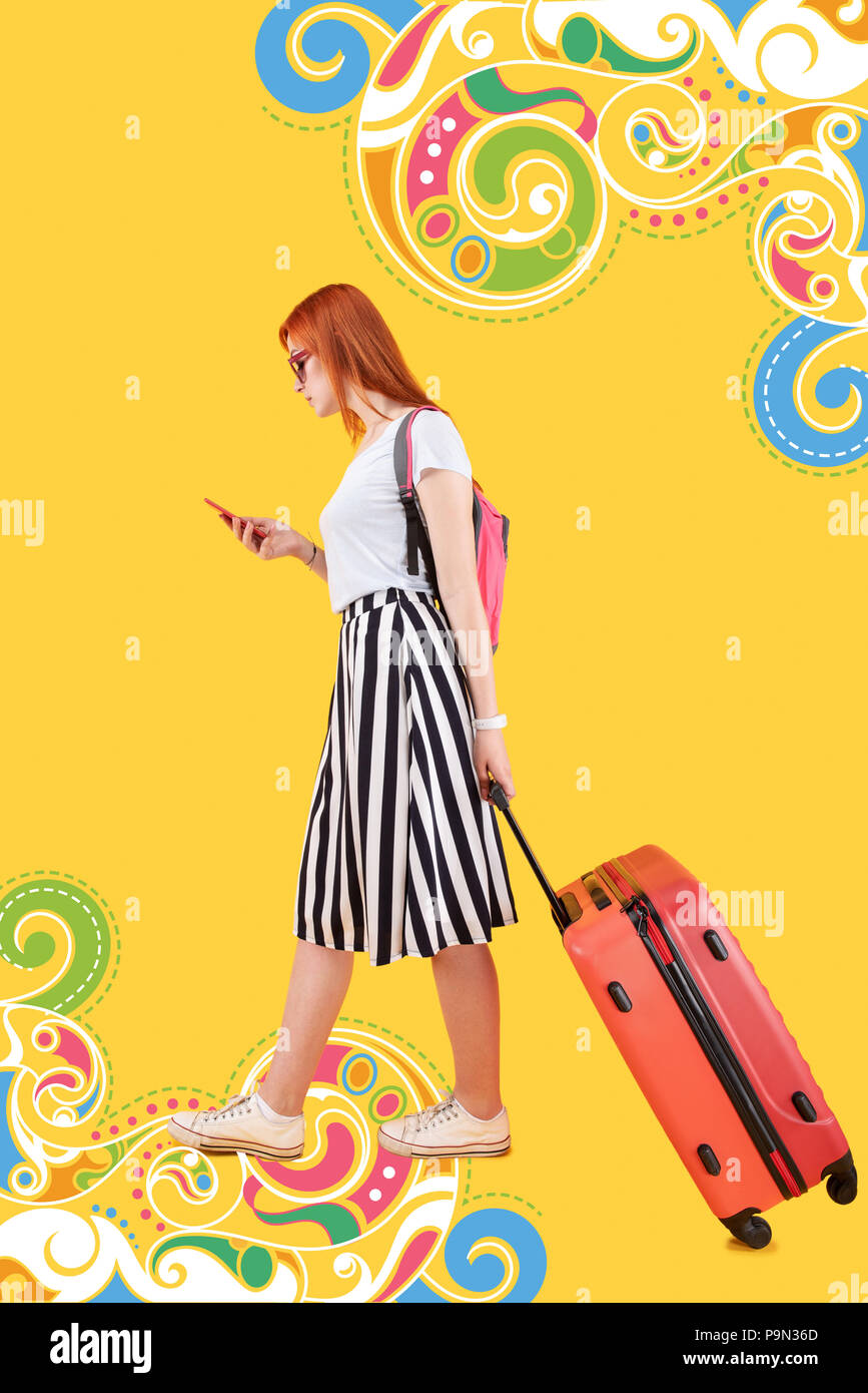 Concentrated manager reading messages while traveling Stock Photo - Alamy