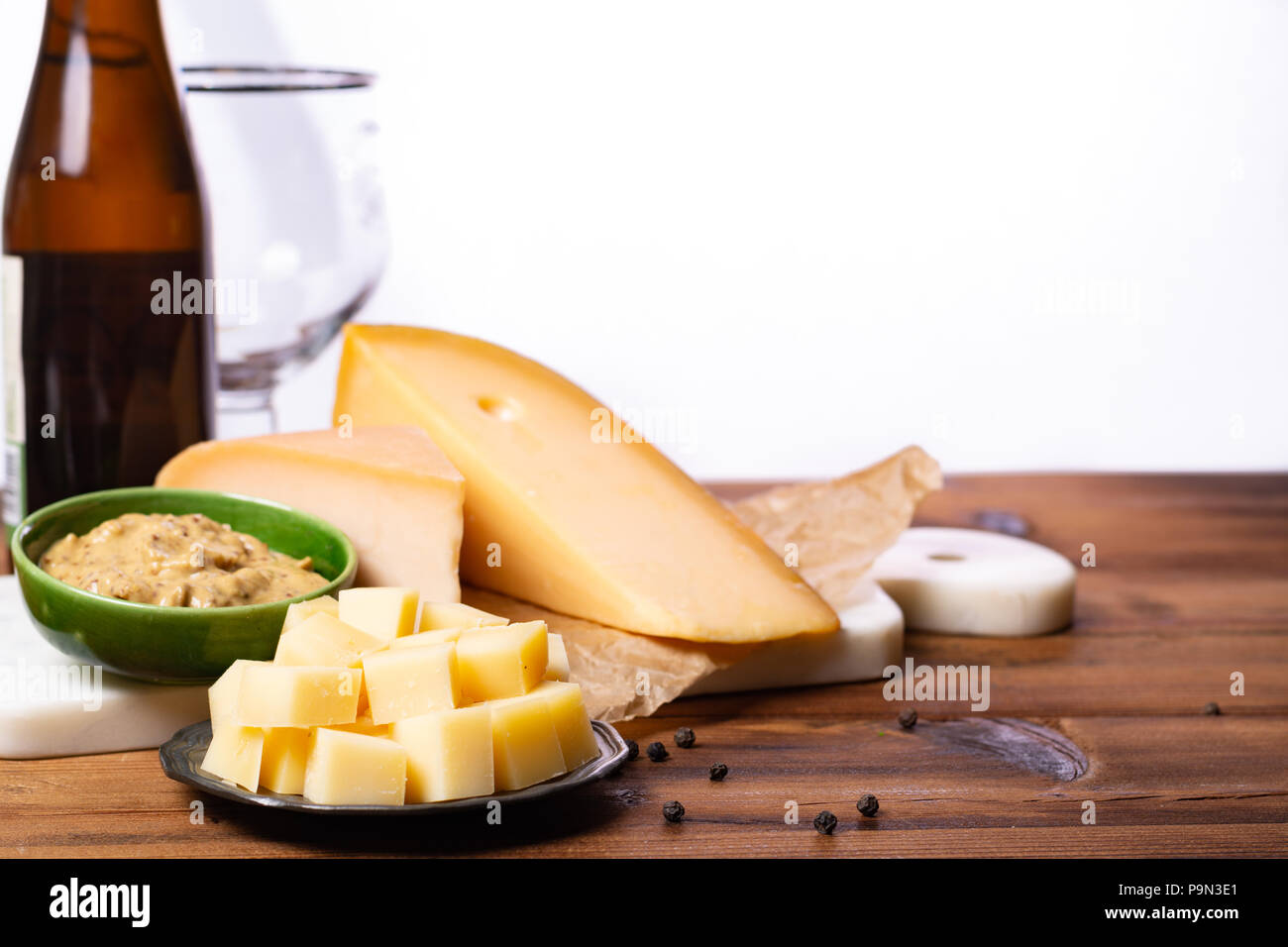 Famous Dutch finger food usually served with glass of beer, cubes hard ...