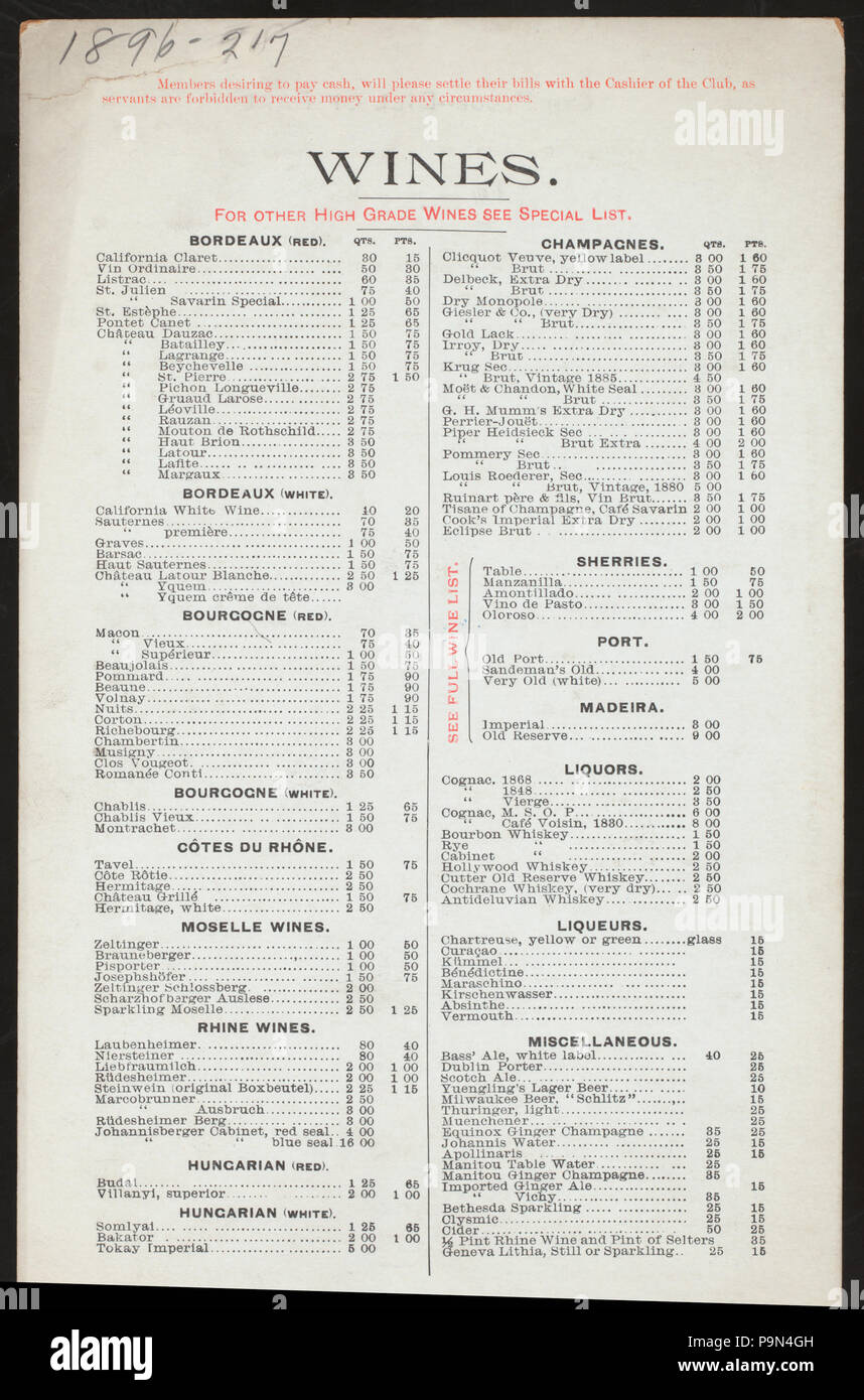 Bill of fare hi-res stock photography and images - Alamy
