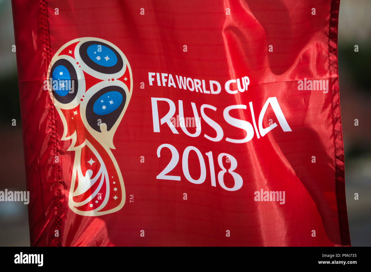 Moscow, Russia - June, 2018: Flag waving with official logotype of ...