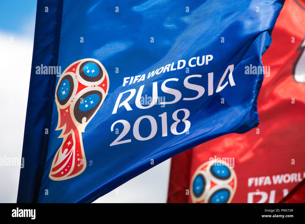 Moscow, Russia - June, 2018: Flag waving with official logotype of ...