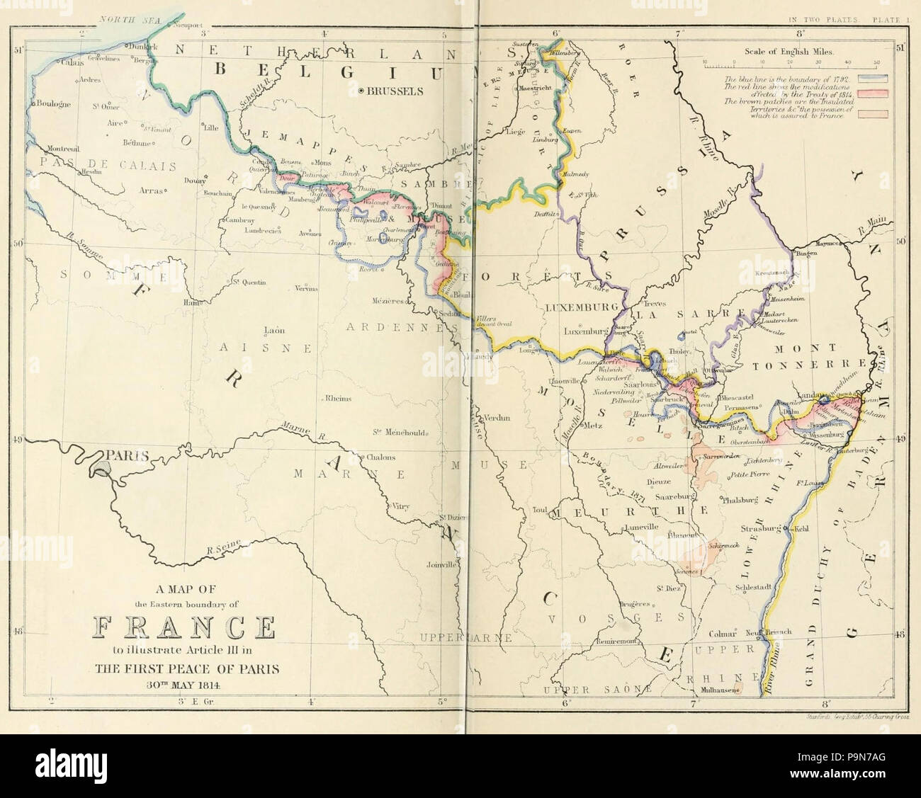 A map of the Eastern boundary of France to illustrate Article III in ...