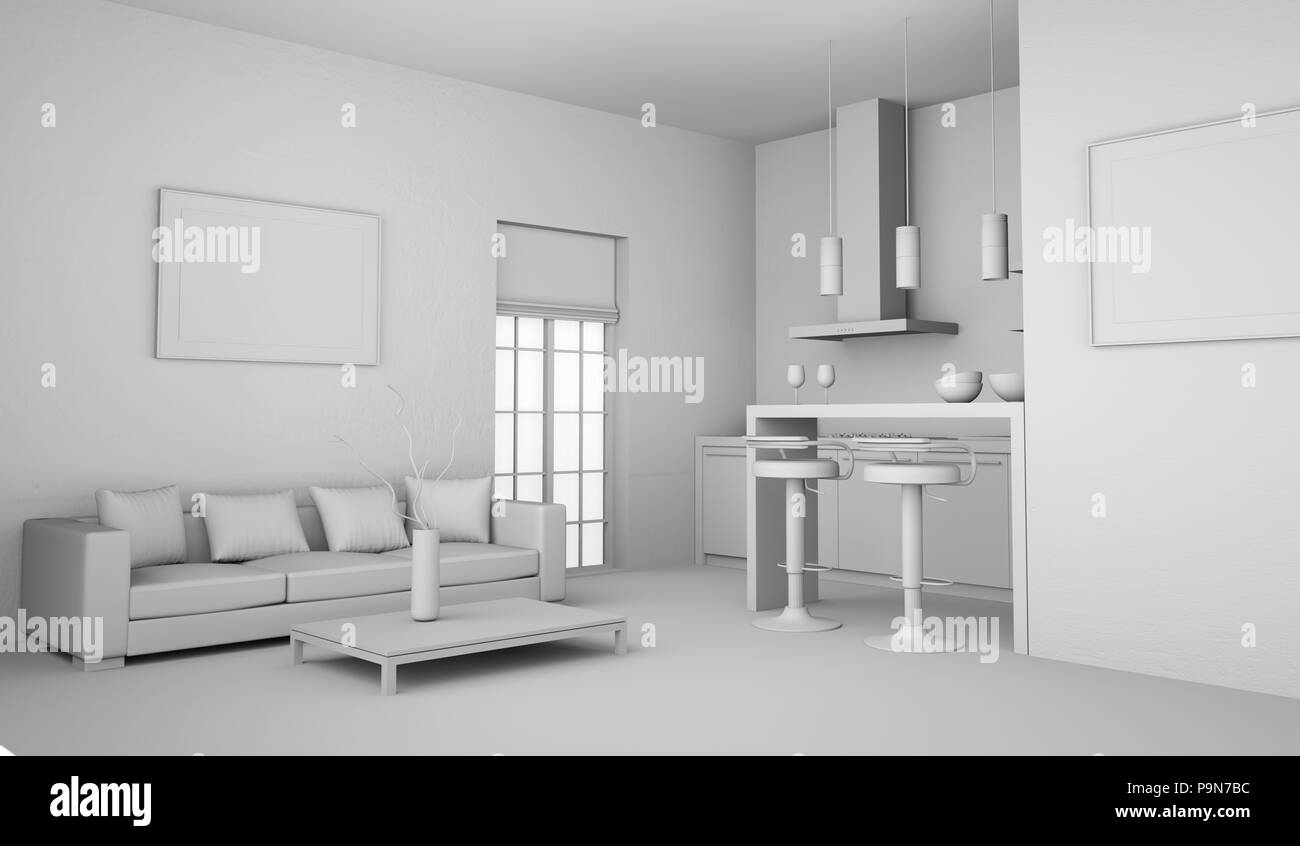 Interior design model room with sofa Stock Photo - Alamy