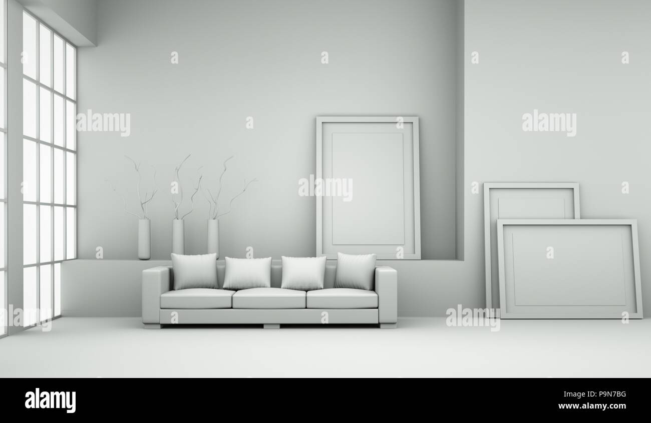 Interior design model room with sofa Stock Photo - Alamy