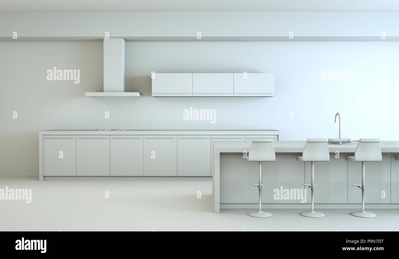 Interior design modern kitchen model Stock Photo - Alamy