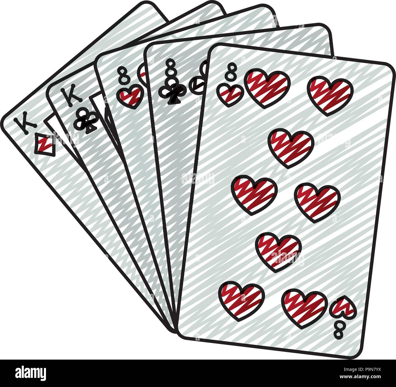 doodle full house casno card game Stock Vector Image & Art - Alamy