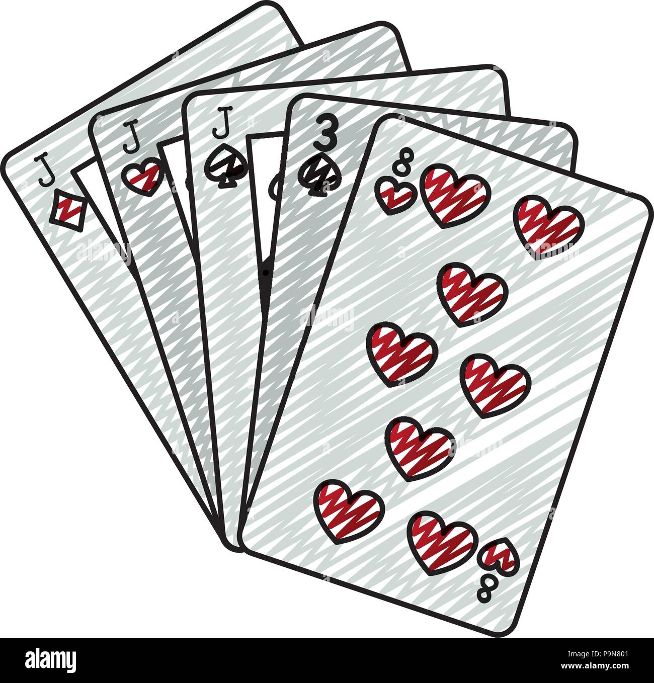 Three of a kind cards Cut Out Stock Images & Pictures - Alamy