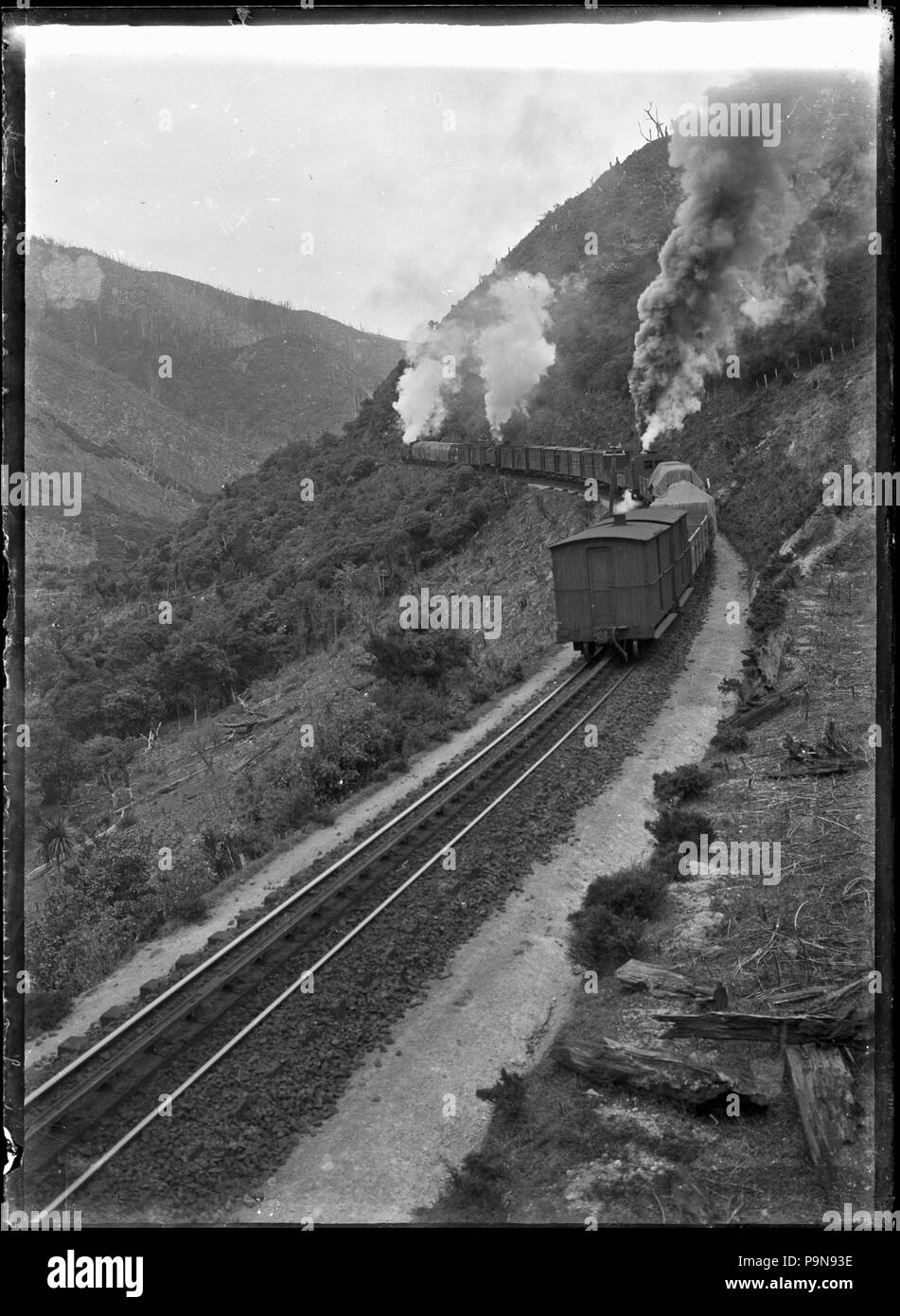 317 Train on a bend ascending the Rimutaka Incline ATLIB 272058 Stock ...