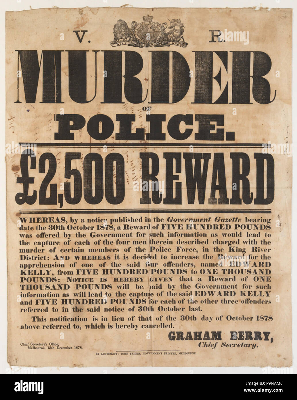 329 Wanted Poster - Ned (Edward) Kelly Stock Photo - Alamy