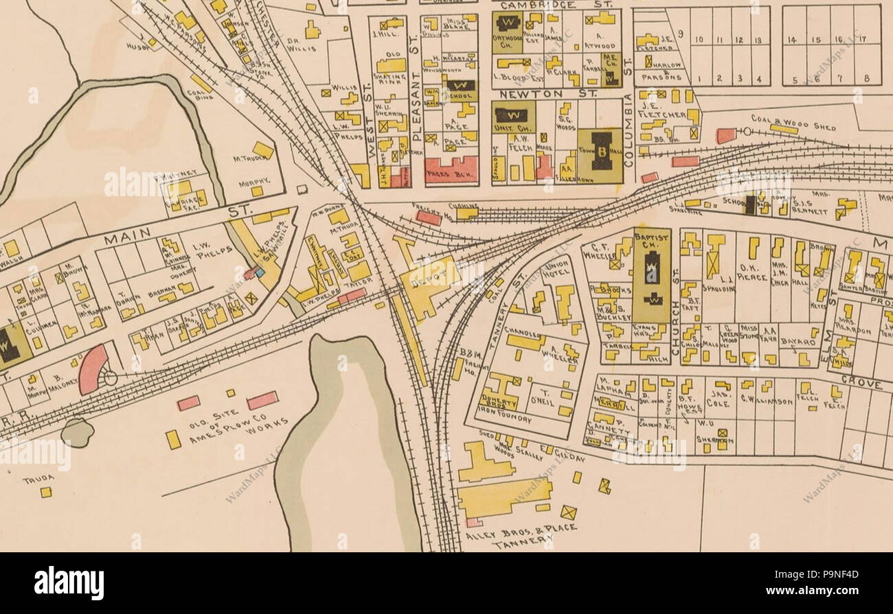 22 1889 Ayer map, station detail Stock Photo - Alamy