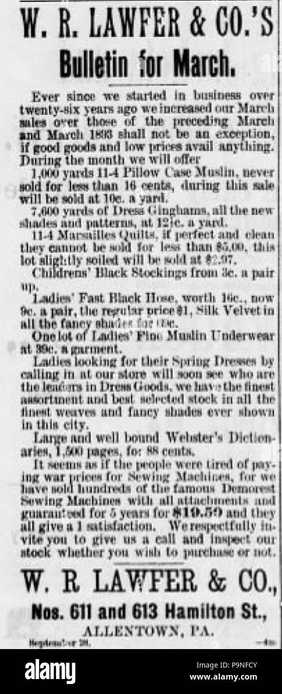 Vintage newspaper ad 1800s hi-res stock photography and images - Alamy