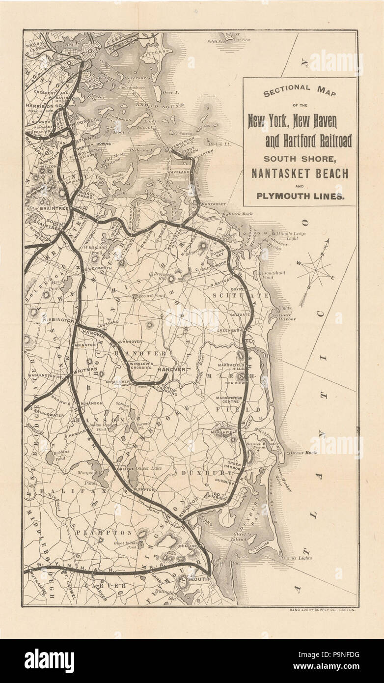 23 1893 New Haven Railroad South Shore map Stock Photo - Alamy