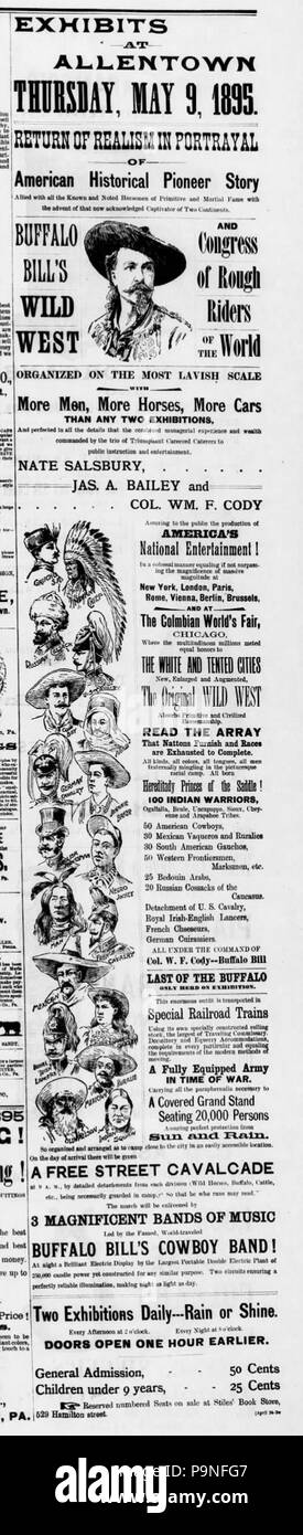 23 1895 - Buffalo Bills Wild West Show Newspaper Ad Stock Photo - Alamy