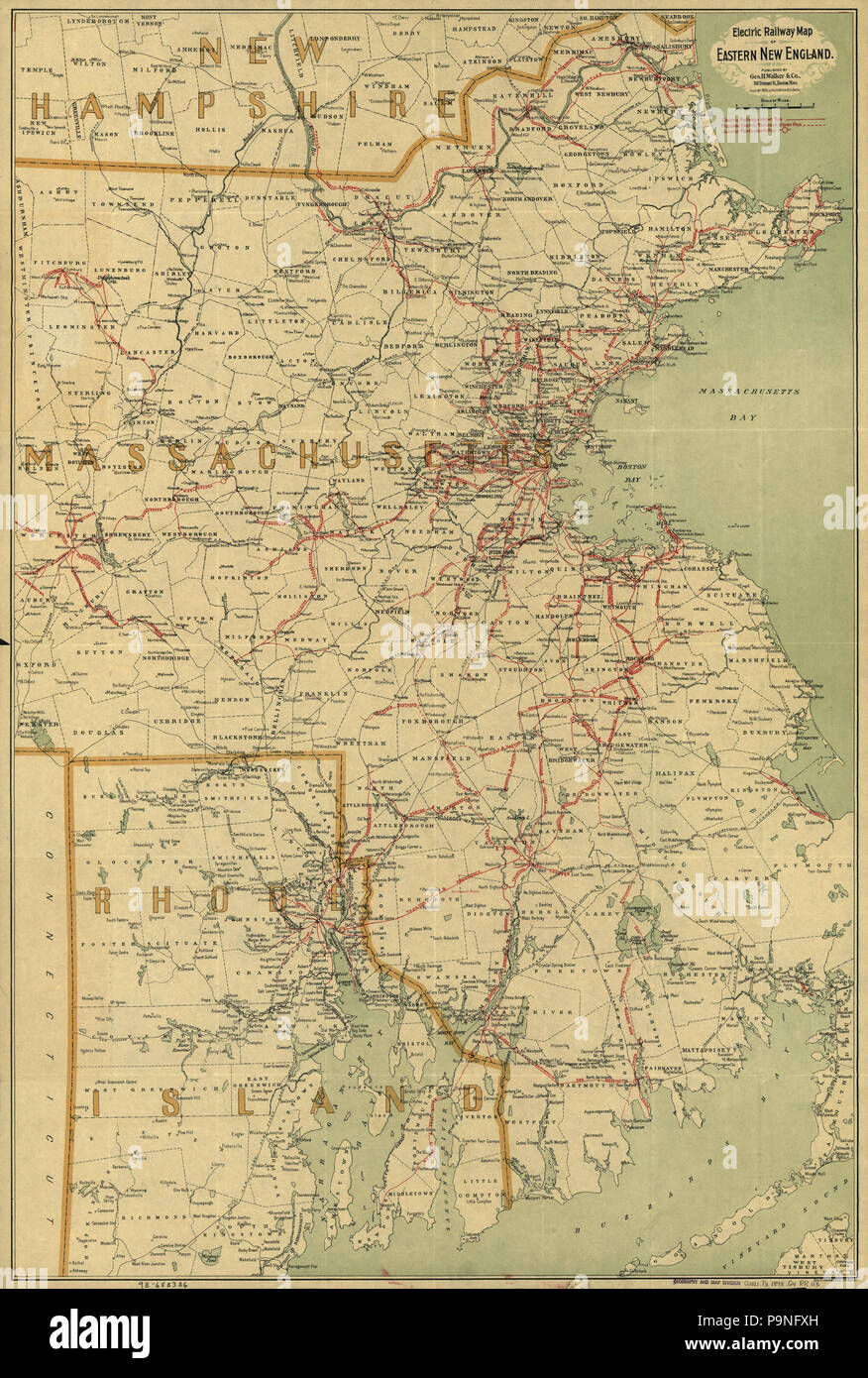 24 1898 Electric Railways of Eastern New England map Stock Photo - Alamy