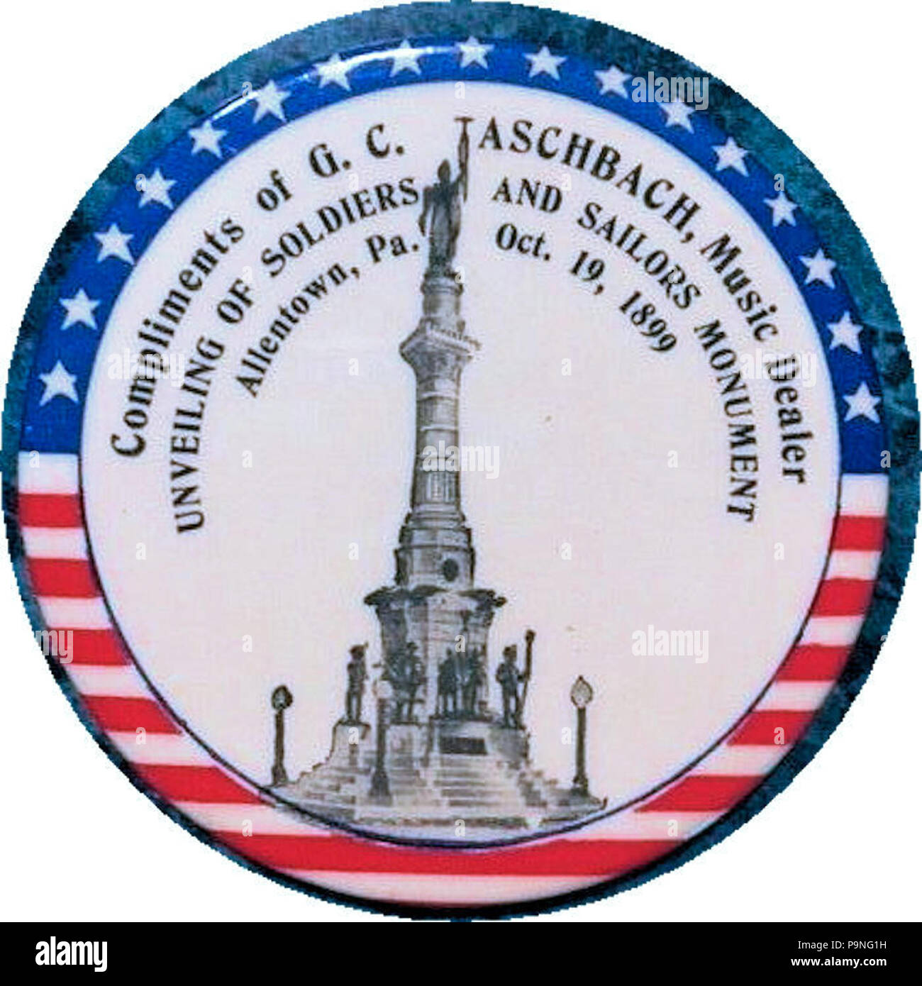 24 1899 - Soldiers and Sailors Monument Dedication Pin - Allentown PA ...