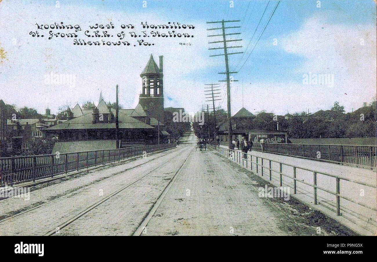 25 1900 - LVRR Station over Hamilton Street Bridge Allentown PA Stock ...