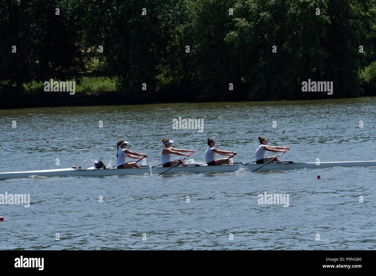4 four women sweep with coxswain Stock Photo - Alamy