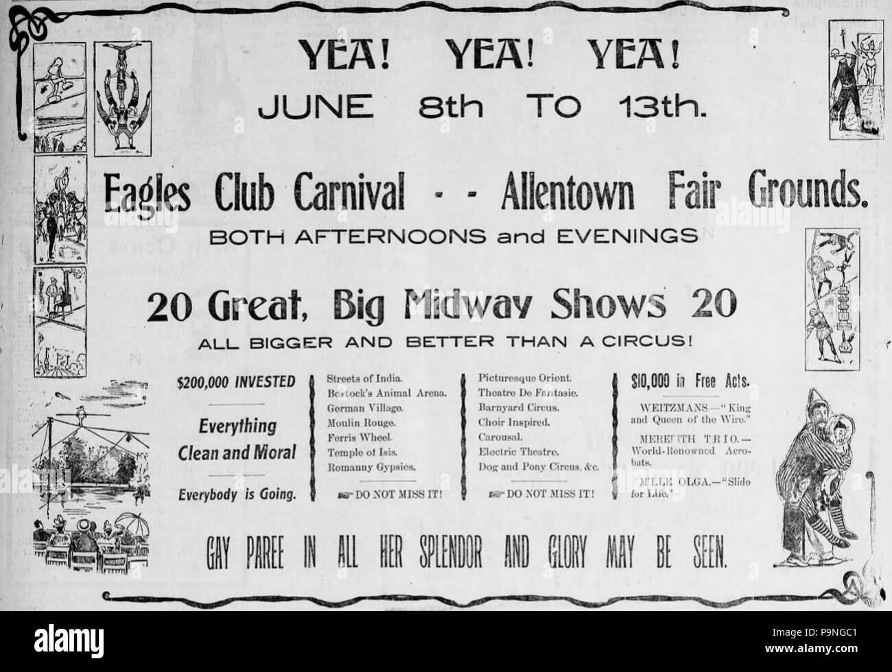 26 1903 - Eagles Club Carnival Newspaper Ad Stock Photo - Alamy