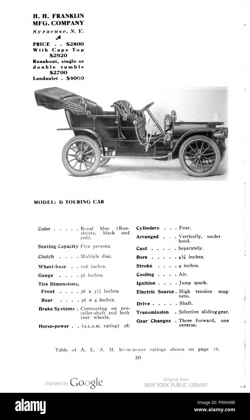 28 1908 Franklin Model D Stock Photo - Alamy