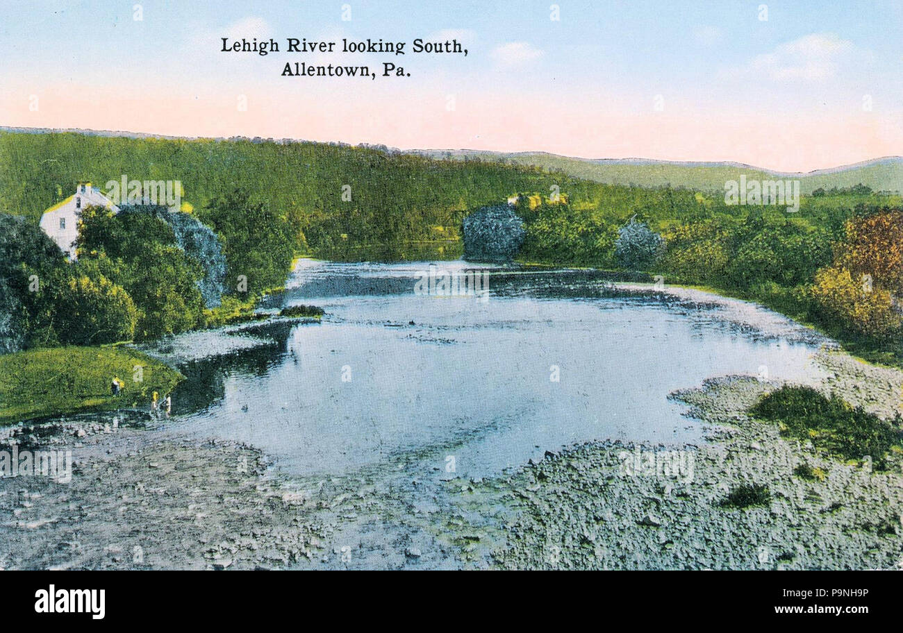 29 1910 - Lehigh River Looking South - Saegers Mill - Postcard ...