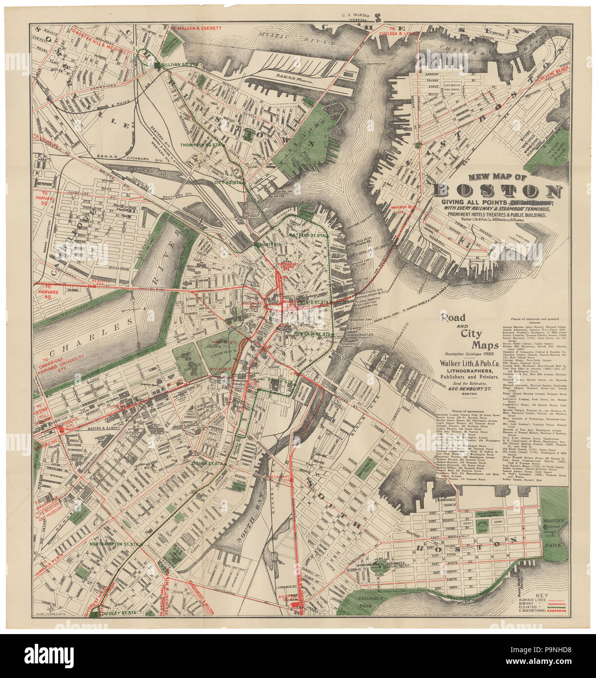 Boston map hi-res stock photography and images - Alamy