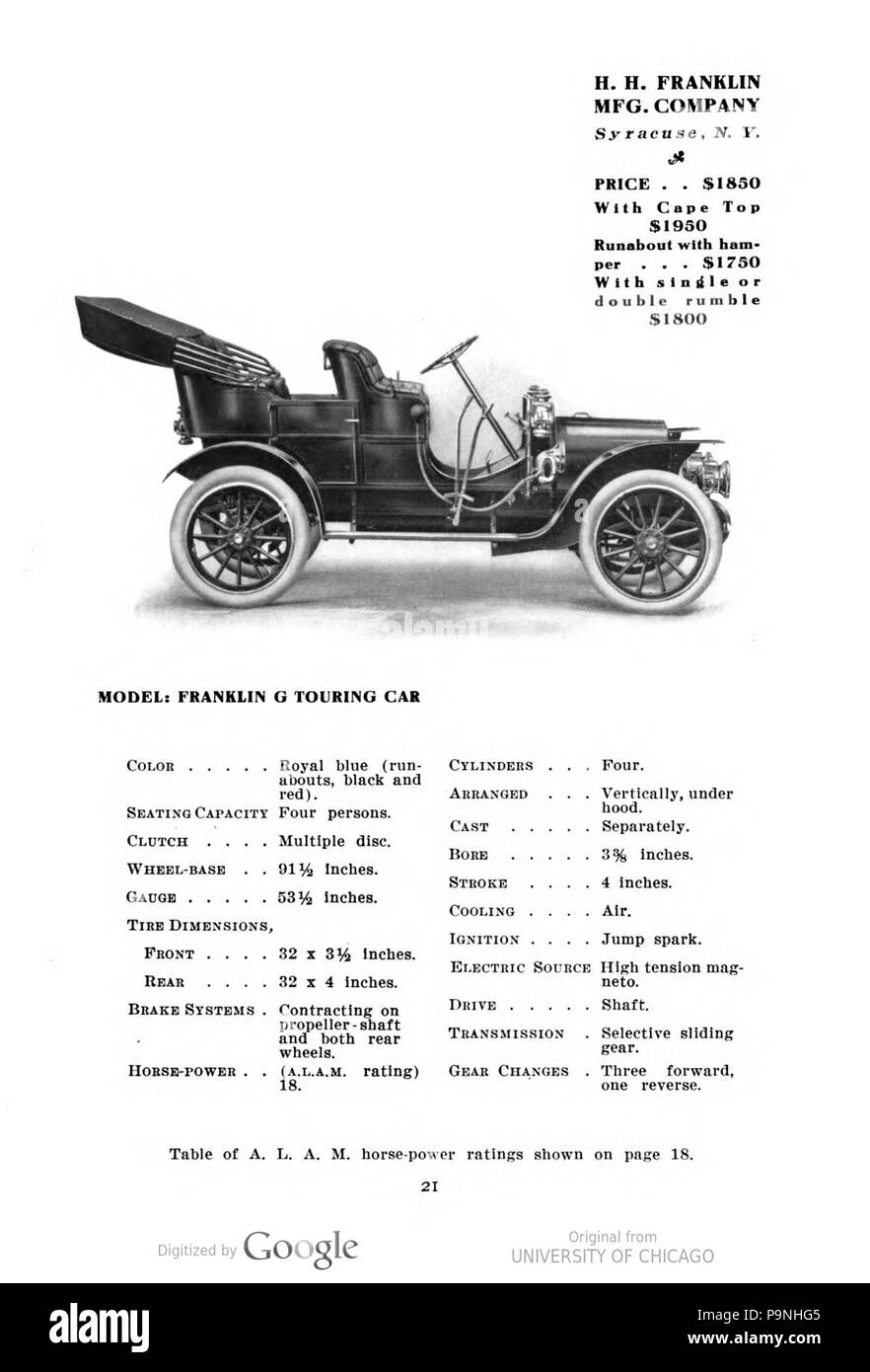 30 1910 Franklin Model G Stock Photo - Alamy