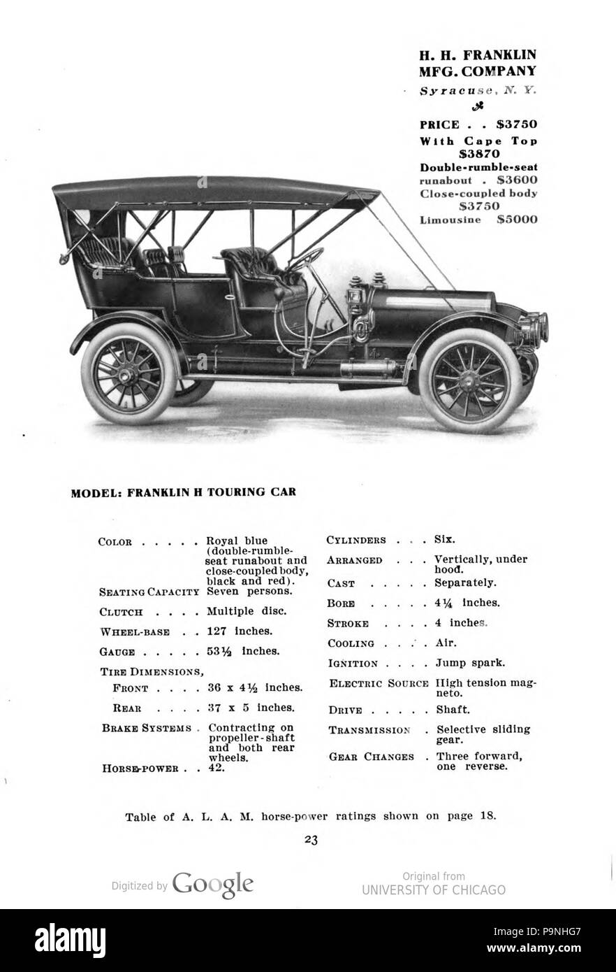 30 1910 Franklin Model H Stock Photo - Alamy