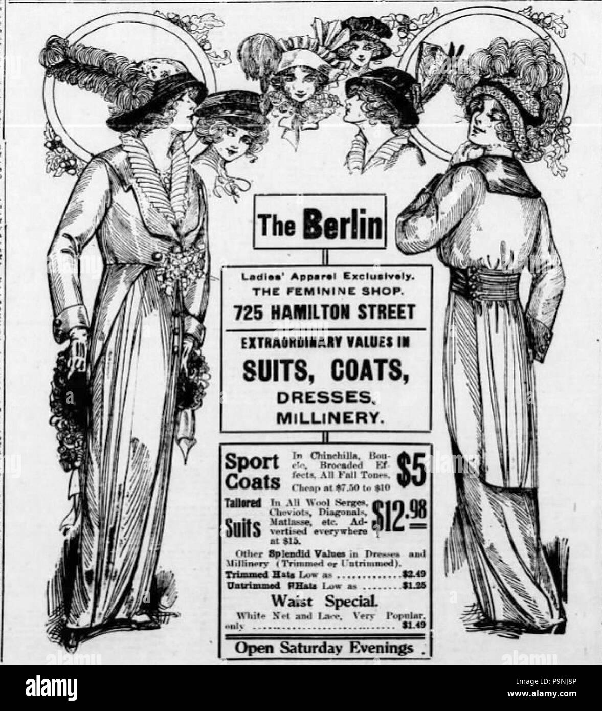 32 1913 - The Berlin Newspaper Ad Allentown PA Stock Photo - Alamy