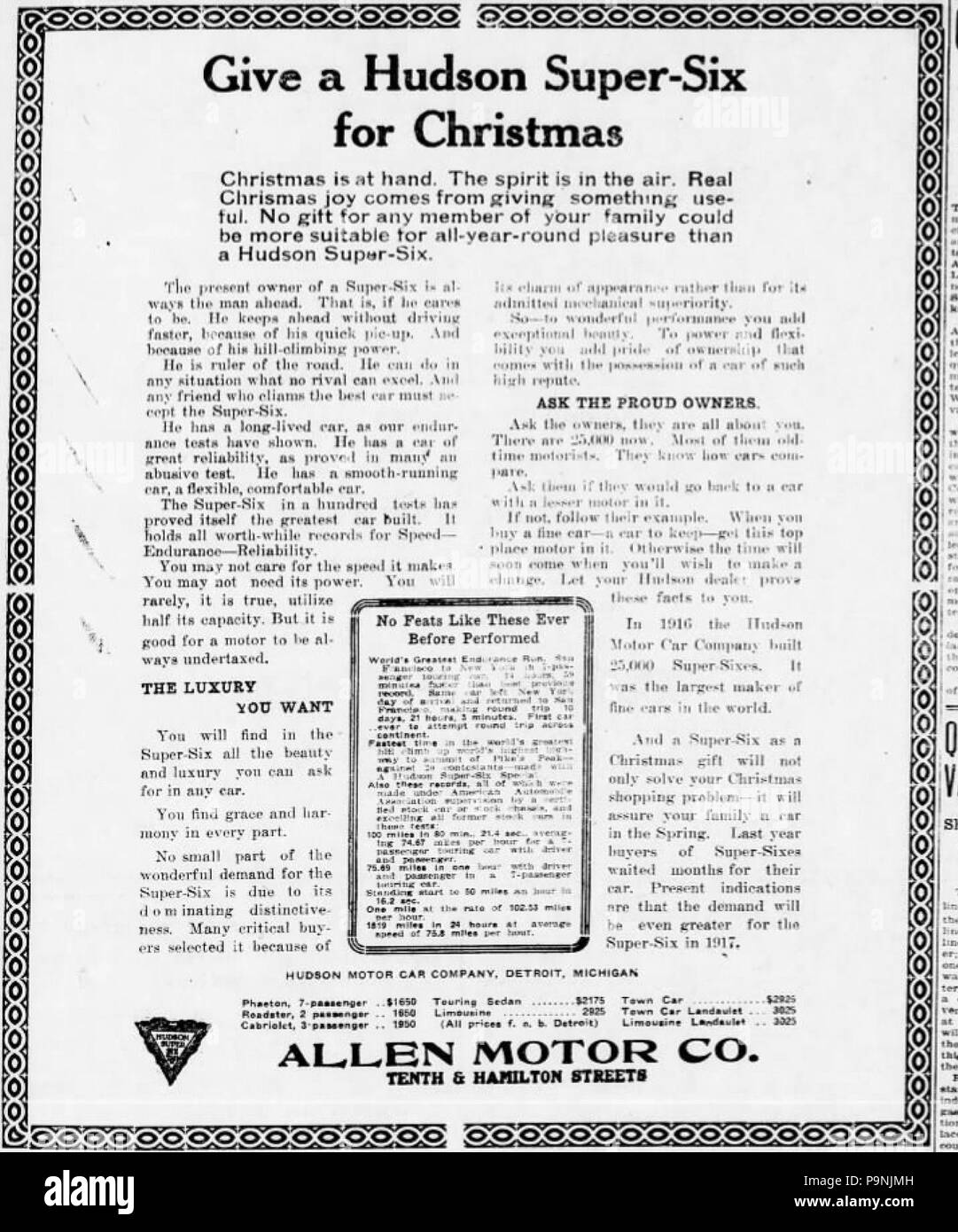 34 1916 - Allen Motor Company Newspaper Ad Allentown PA Stock Photo - Alamy