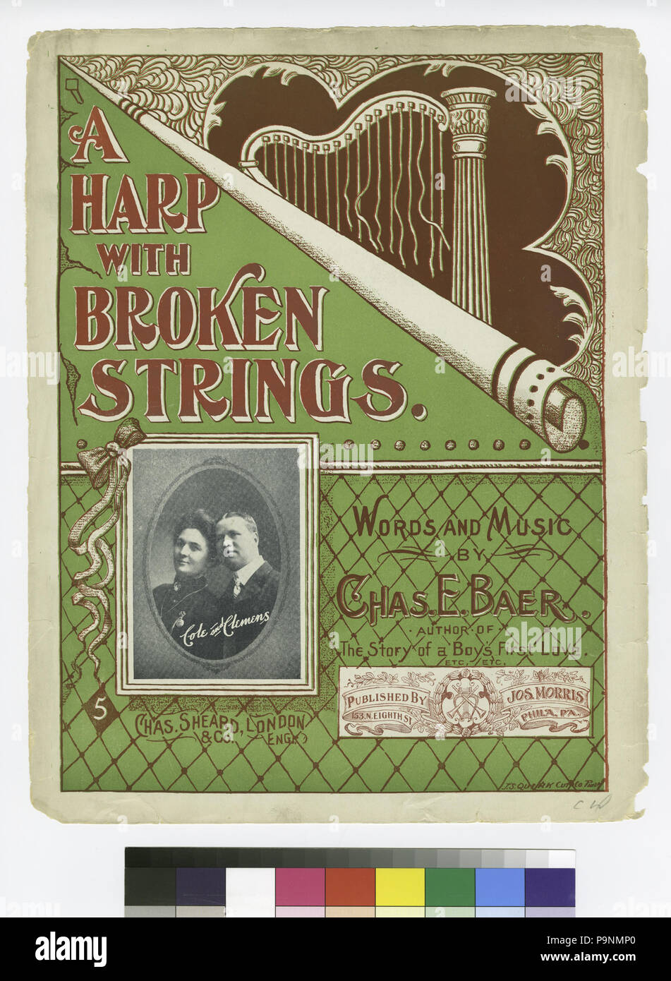 81 A harp with broken strings (NYPL Hades-609335-1256885 Stock Photo ...